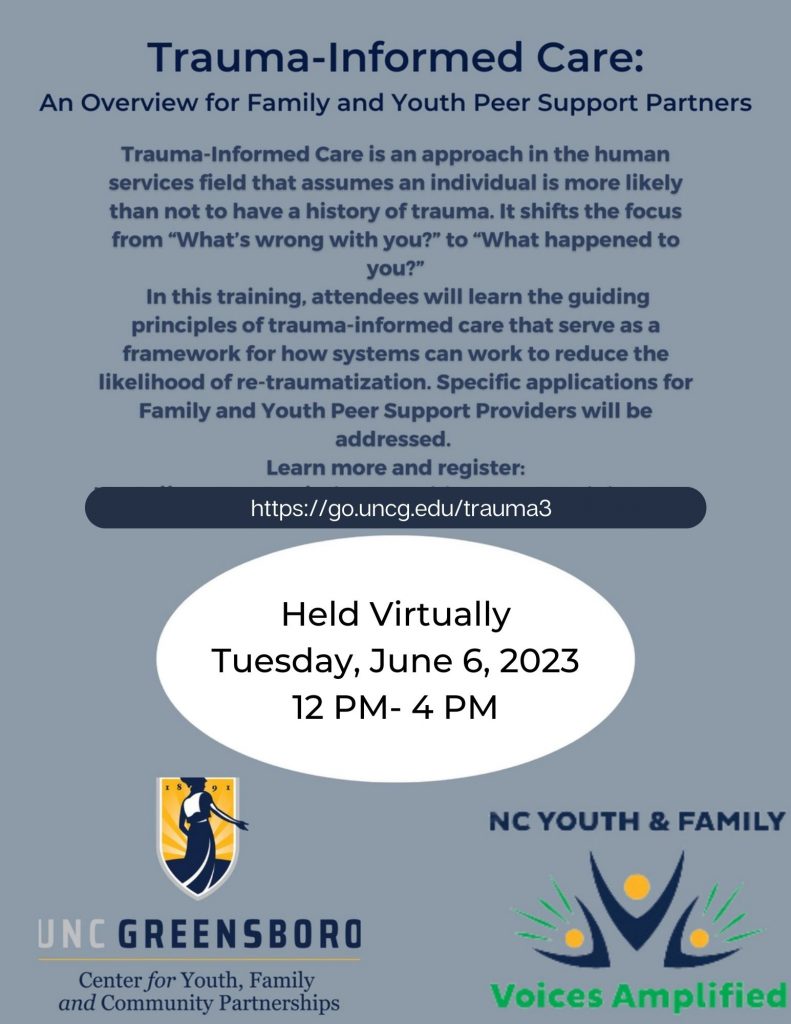 Upcoming Trauma Informed Care Training: June 6, 2023 – NC Voices Amplified