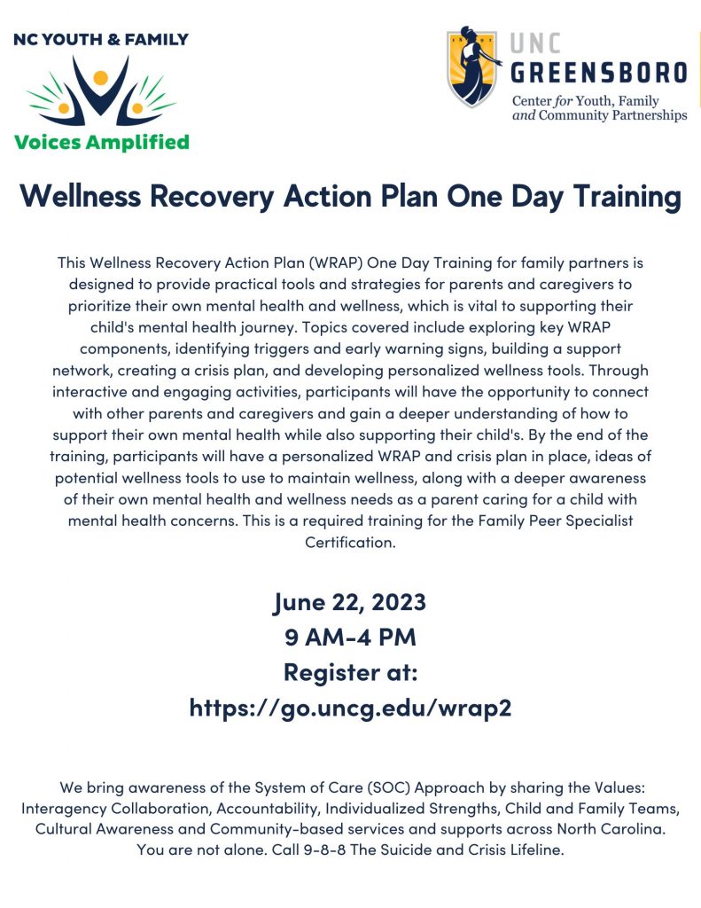 Upcoming Wellness Recovery Action Plan (WRAP) Training: June 22, 2023 ...