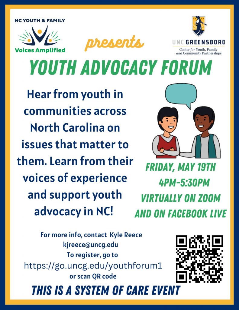 Upcoming Youth Advocacy Forum: May 19, 2023 – NC Voices Amplified