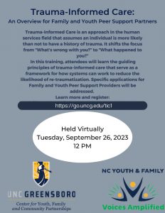 Upcoming Trauma Informed Care Training: September 26, 2023 – NC Voices ...